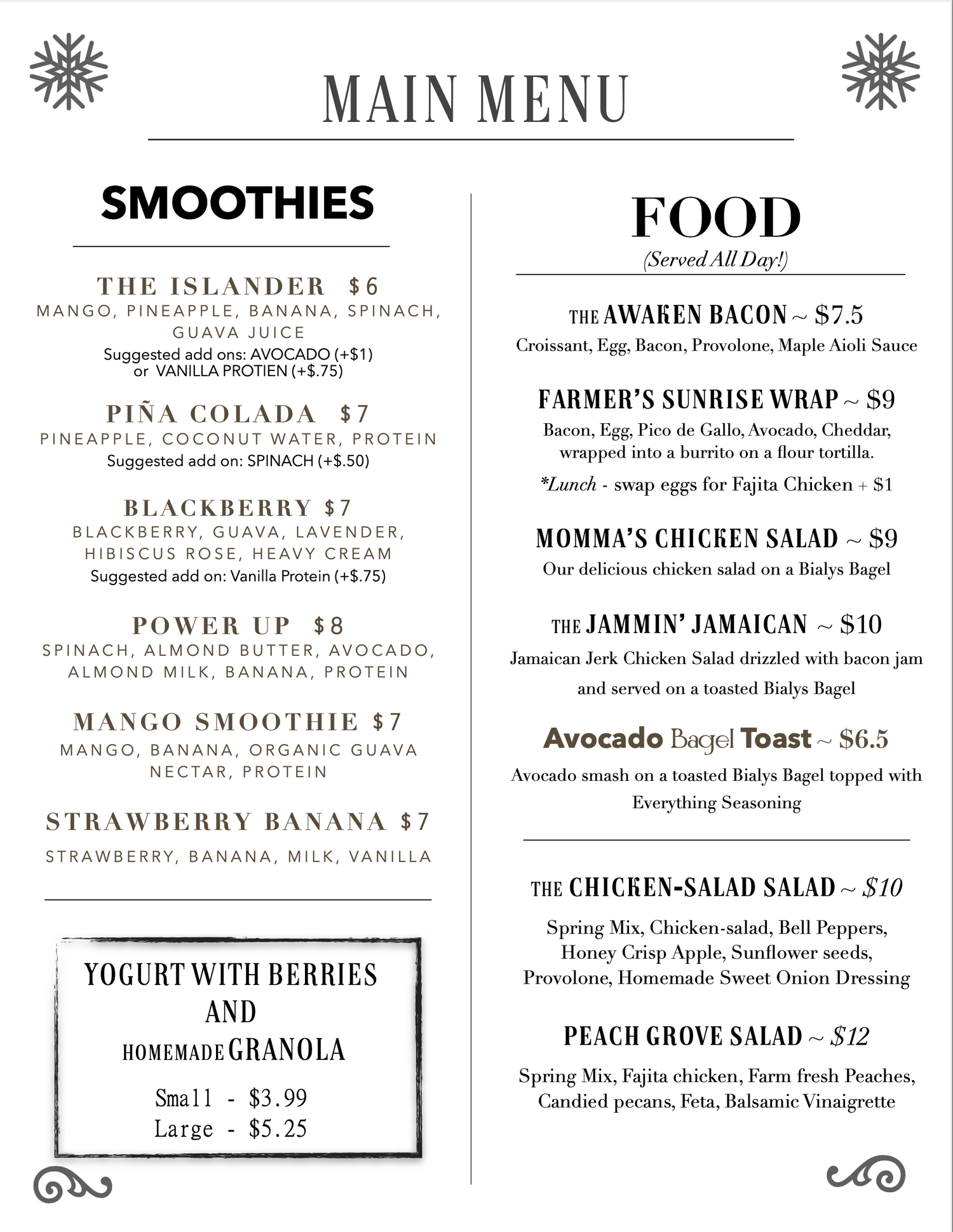 MENU – Family Grounds Coffee Co.