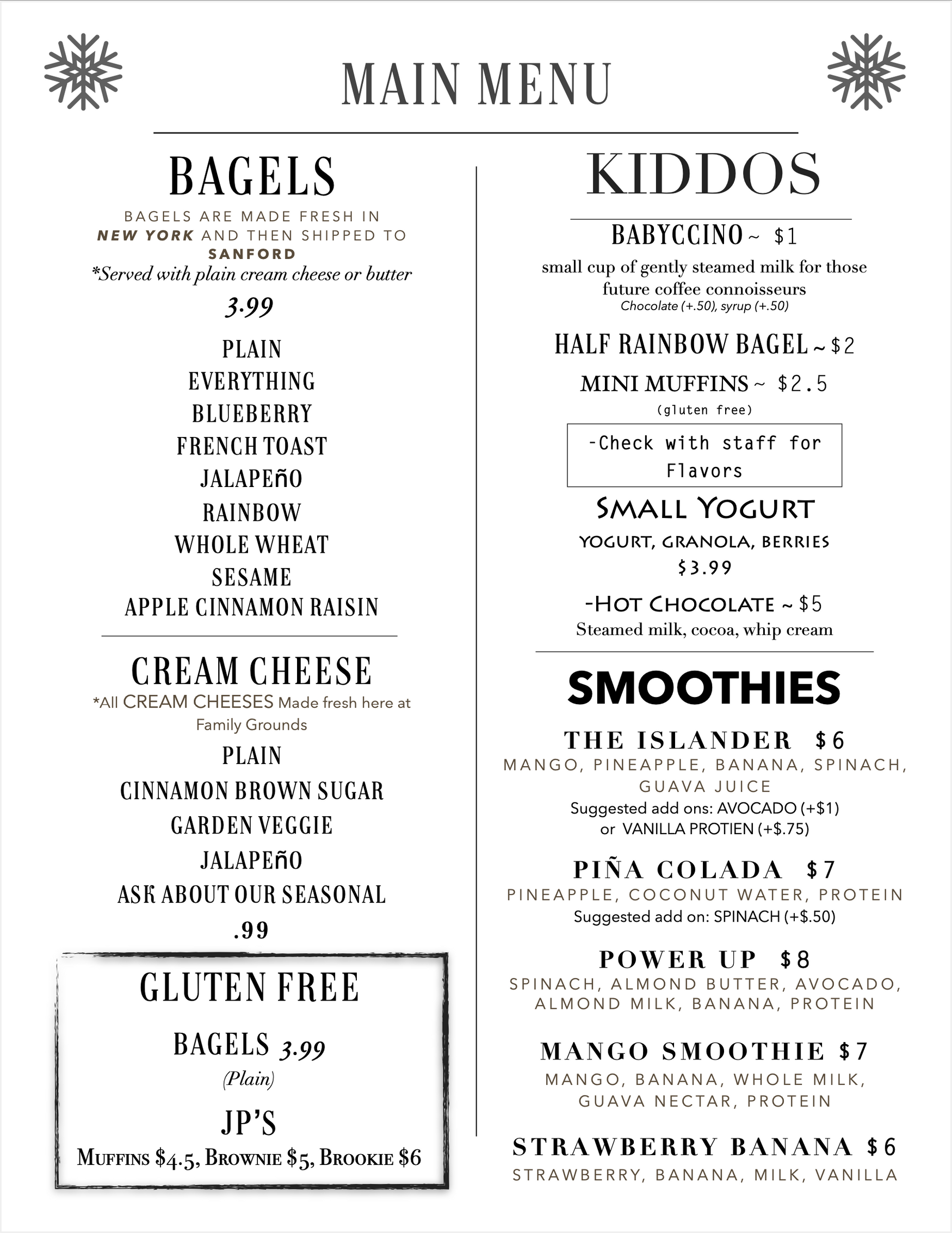 MENU – Family Grounds Coffee Co.